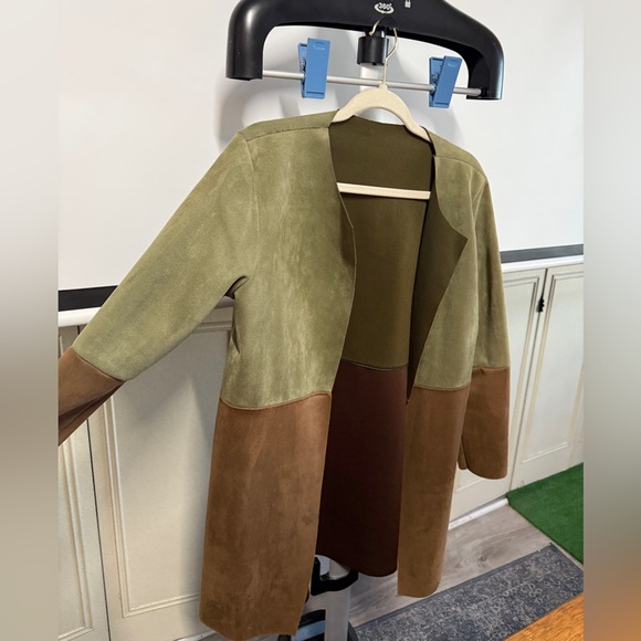 Jackets & Coats | Colorblock Open Front Suede Look Jacket | Poshmark